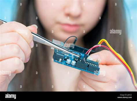 Babe Girl In Robotics Lab Stock Photo Alamy