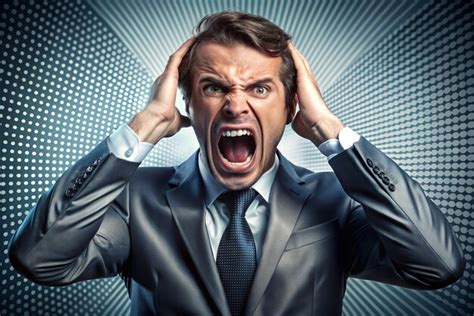 Frustrated Businessman Screaming Vector Illustration Premium Ai