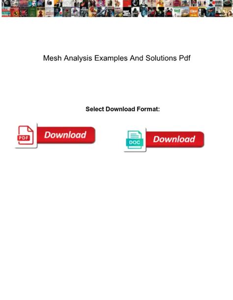 Mesh Analysis Examples And Solutions Pdf Docslib