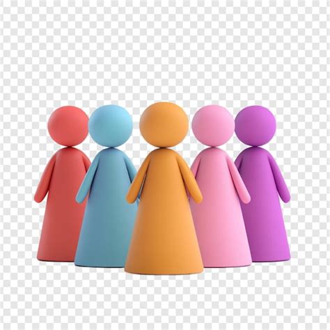 연합과 다양성을 상징하는 다섯 개의 그림의 다채로운 3d 렌더링 무료 Psd 파일