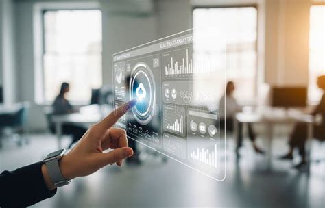 Touchscreen Interaction With Advanced Analytics Dashboard Stock Image Image Of Dashboard