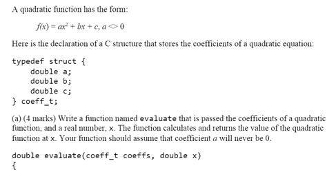 Solved A Quadratic Function Has The Form F X Ax2 Bx C A