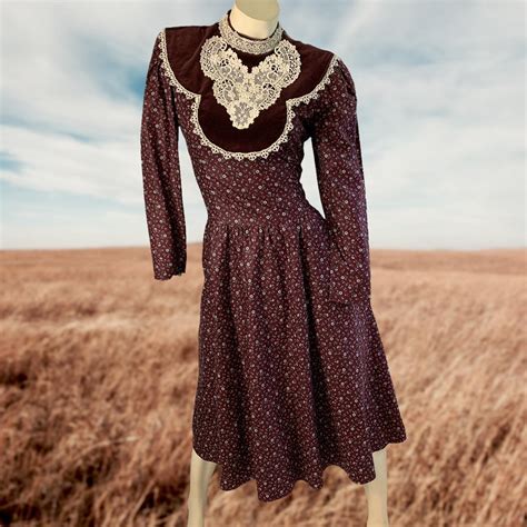 Vintage S Gunne Sax Dress Burgundy Red Floral Depop