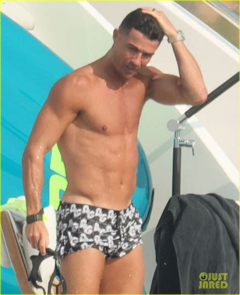 Cristiano Ronaldo Shows Off Ripped Physique While Going Shirtless On