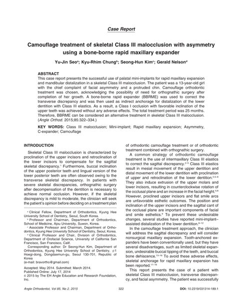 Pdf Camouflage Treatment Of Skeletal Class Iii Malocclusion With