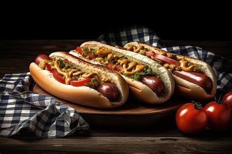 Premium Ai Image Tasty Hot Dogs