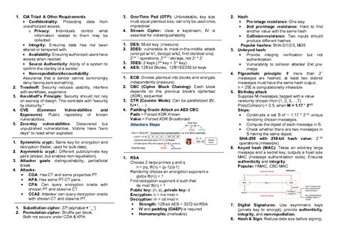 Cs2107 Midterm Cheatsheet Understanding The Cia Triad And Cryptography