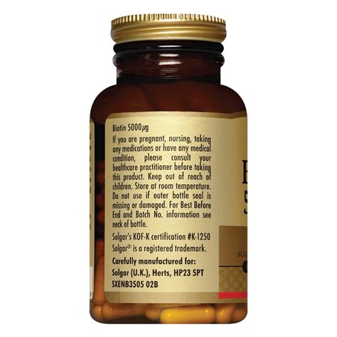 Solgar Biotin 5000ug - Economy Size, 5000 mcg 100 Capsules - VictoriaHealth