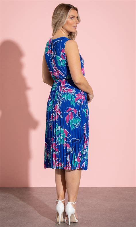 Bouquet Printed Midi Dress In Blue Klass