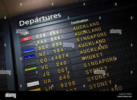 Flight Departure Board At International Airport Melbourne Victoria