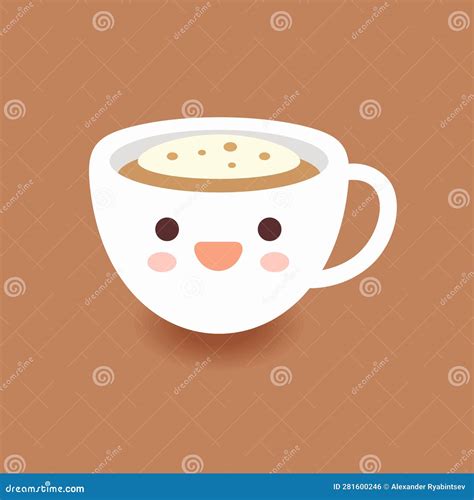 Coffee Cup Cute Kawaii Style Vector Illustration Stock Vector