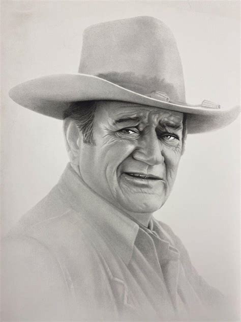John Wayne Pencil Drawing Lithograph Re Print By Gary Saderup 3934670412