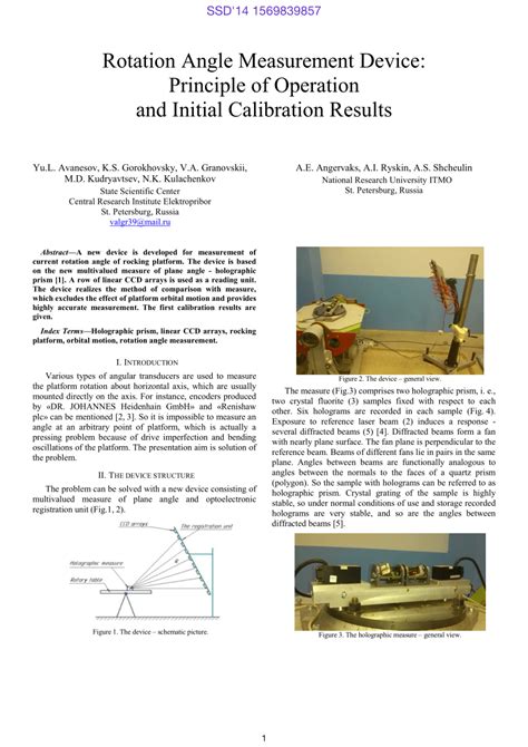 Pdf Rotation Angle Measurement Device Principle Of Operation And Initial Calibration Results