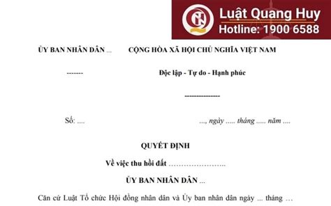 Mẫu Quyết định Thu Hồi đất Cập Nhật 062025