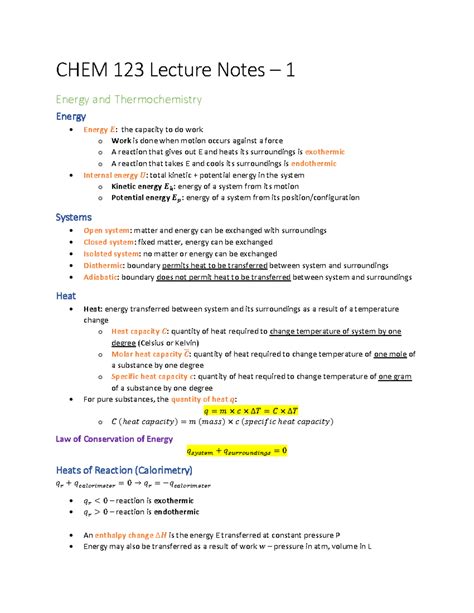 Chem123 Lecture Notes Chem 123 Lecture Notes 1 Energy And