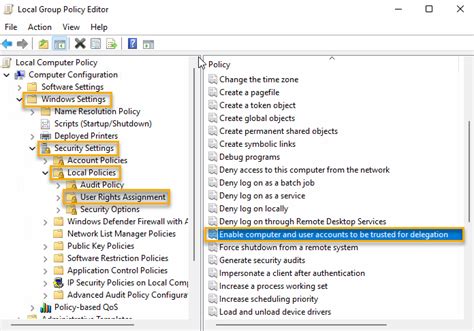 Ensure Enable Computer And User Accounts To Be Trusted For Delegation Is Set To No One Cis