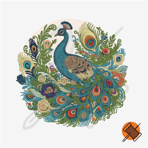Floral Peacock 6 Inches Digital Embroidery Design The Hem Stitching
