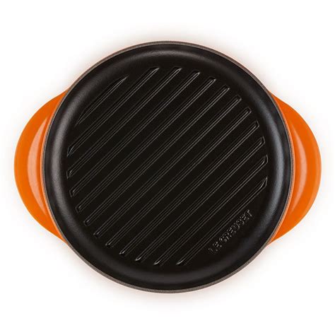 Le Creuset 琺瑯鑄鐵鍋雙耳圓鐵烤盤 25cm 火焰橘 Pchome 24h購物