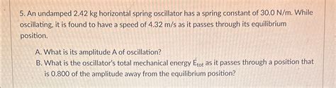 Solved An Undamped Kg Horizontal Spring Oscillator Has Chegg