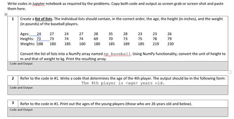 Solved Write Codes In Jupyter Notebook As Required By The