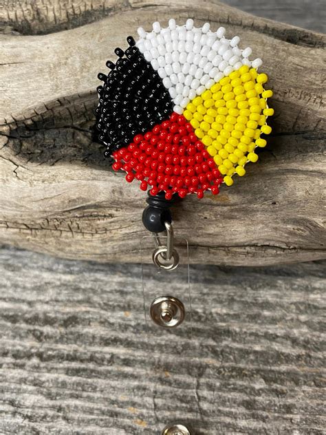 Medicine Wheel Beaded Badge Reel Sweetgrass Crafts