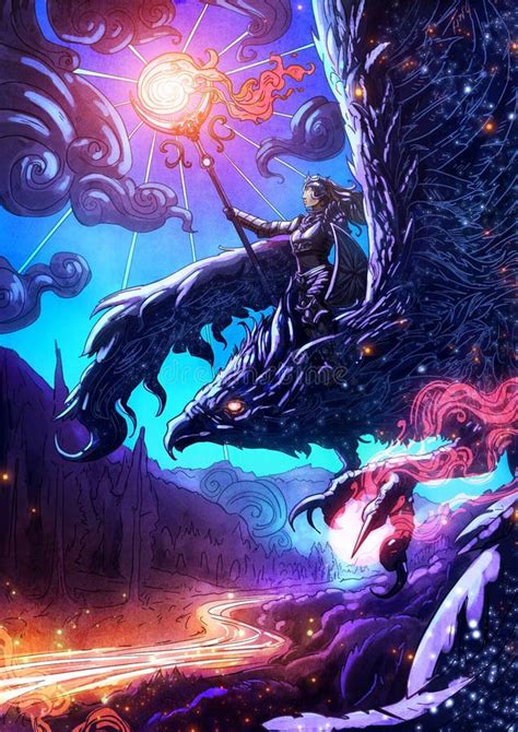 Female Mage Casts Spell Stock Illustration Illustration Of Detail