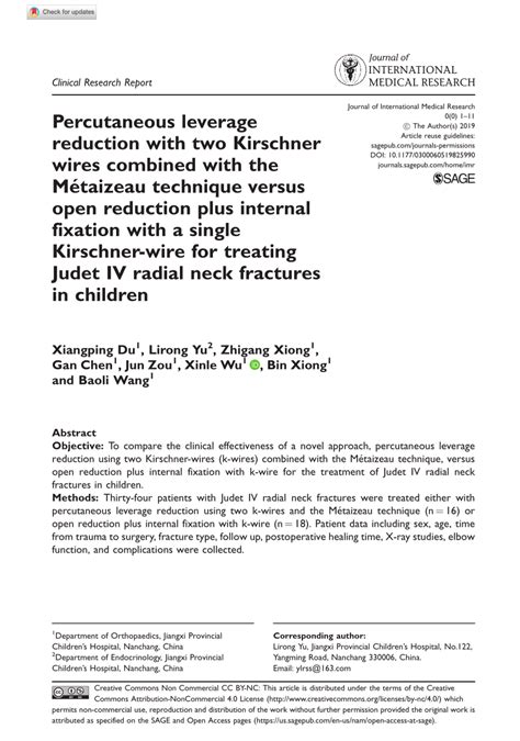 Pdf Percutaneous Leverage Reduction With Two Kirschner Wires Combined With The Métaizeau