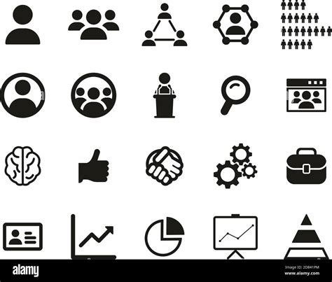 Human Resources Icons Black And White Set Big Stock Vector Image And Art