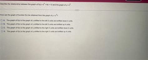 Solved Describe The Relationship Between The Graph Of Chegg Com