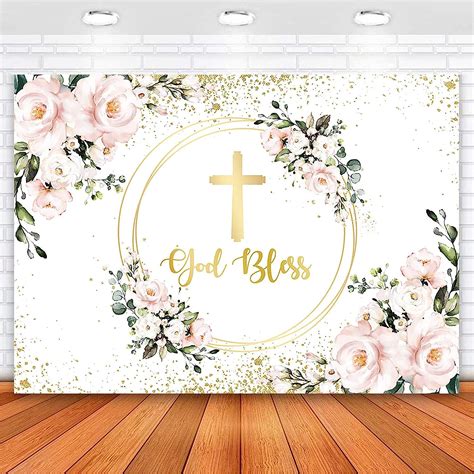 Avezano God Bless Backdrop For Girl S Baptism Ubuy India