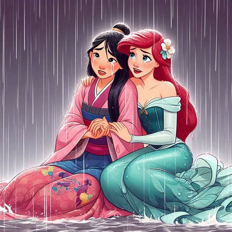 Mulan And Ariel In The Rain By Chryslerfire On Deviantart