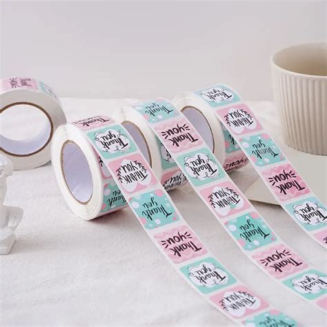 500개의 감사 스티커 25cm 빵집 케이크 포장 봉투 봉인 라벨 소규모 비즈니스 장식 결혼식 스티커 Temu