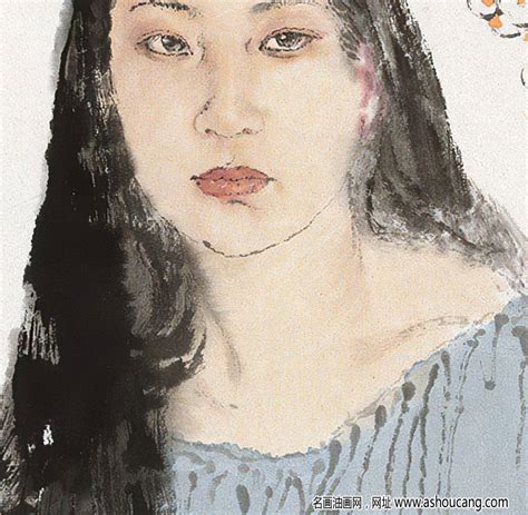 何家英国画 繁花仕女 高清大图下载 名画油画网