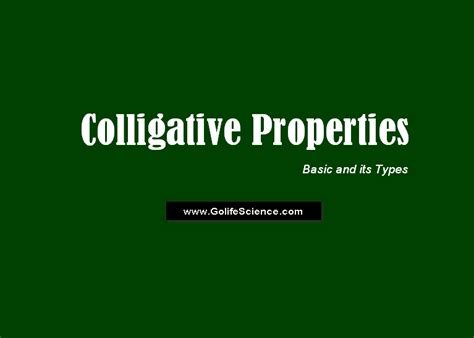 Colligative Properties Basic Explanation For Students