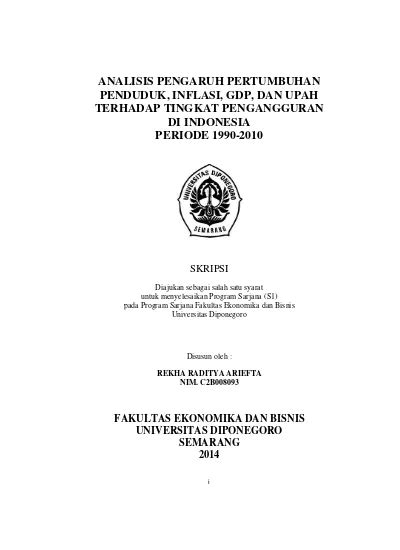 ANALISIS PENGARUH PERTUMBUHAN PENDUDUK INFLASI GDP DAN UPAH TERHADAP