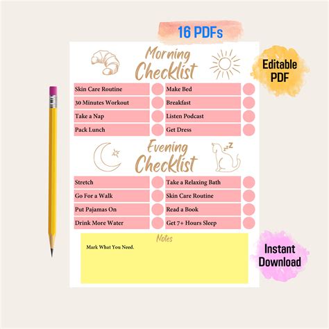 Morning Evening Checklist Warm Color Tone Is Printable Pdf And