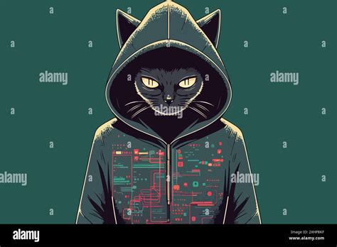 Cat Hacker Vector Illustration Stock Vector Image And Art Alamy
