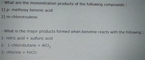 Solved What Are The Mononitration Products Of The Following