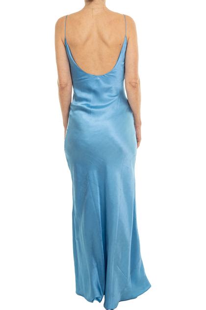 Silk Slip Dress In Dusty Blue Shibumi