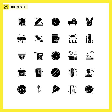 Set Of Commercial Solid Glyphs Pack For Video Projector Projector Stationery Powerpoint