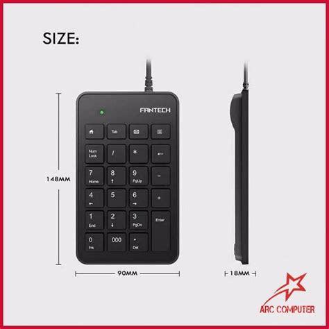 Fantech Numeric Keyboard Office K801 Ftk801 Membrane 23 Keys Wired