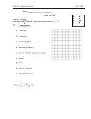 MHF4U1 Unit 5 TEST October 2021 2 Pdf MHF4U1 Advanced Functions Unit 5 TEST Name UNIT 5 TEST