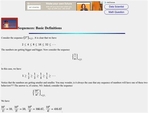 Sos Math Sequences Basic Definitions Activity For 9th 10th Grade