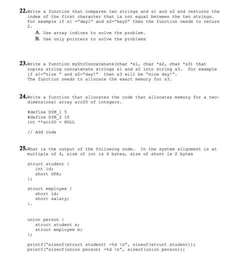 Solved 22write A Function That Compares Two Strings And Sl