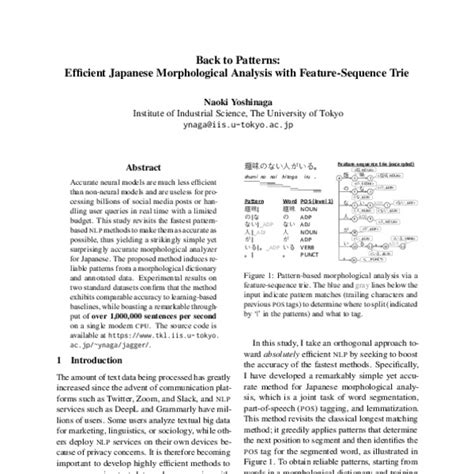 Back To Patterns Efficient Japanese Morphological Analysis With
