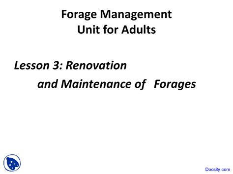 Maintenance Of Forages Forage Management Unit Lecture Slides Docsity