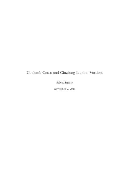 Coulomb Gases And Ginzburg Landau Vortices Pdf Superconductivity Physical Sciences