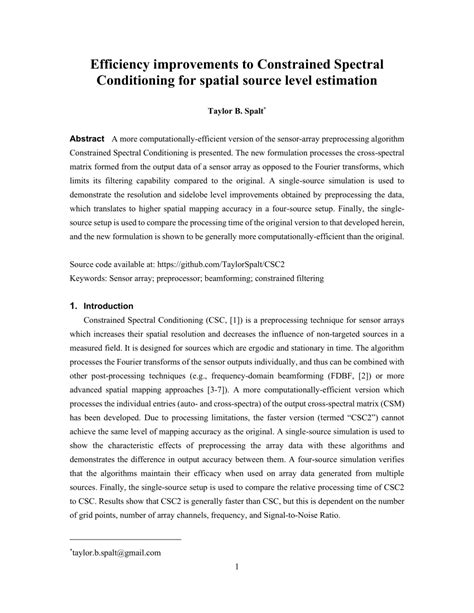 Pdf Efficiency Improvements To Constrained Spectral Conditioning For