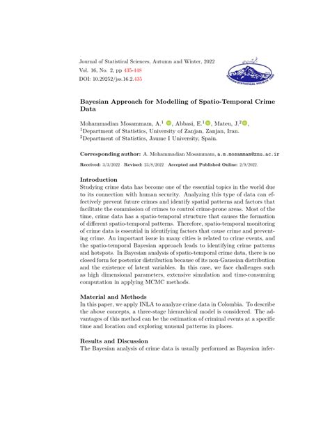 Pdf Bayesian Approach For Modelling Spatialtemporal Crime Data