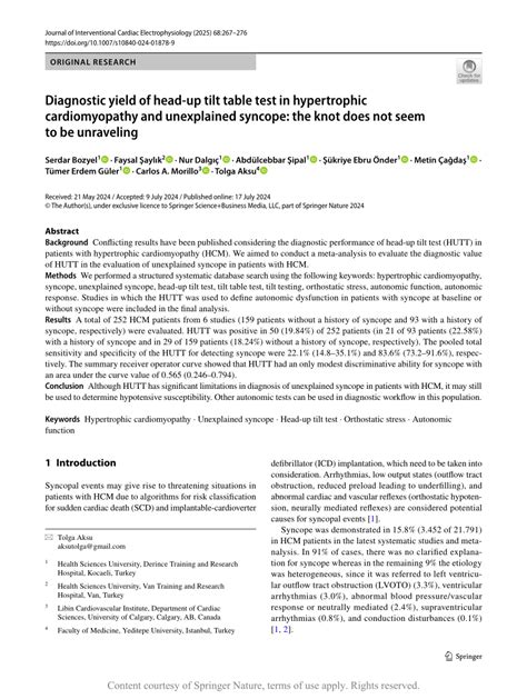 Diagnostic Yield Of Head Up Tilt Table Test In Hypertrophic Cardiomyopathy And Unexplained